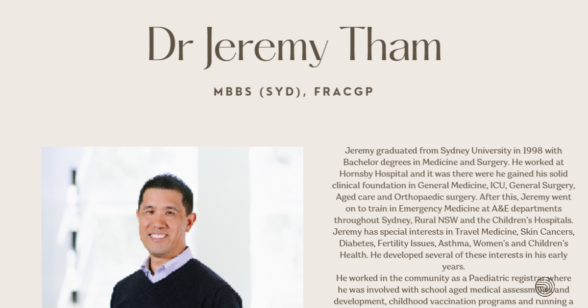 Dr Jeremy Tham